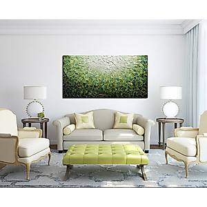 Yotree Paintings, 24x48 Inch Paintings Oil Hand Painting 3D Hand-Painted On Canvas Abstract Artwork Art Wood Inside Framed Hanging Wall Decoration Green Teal Abstract Painting
