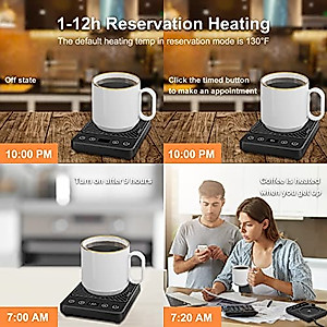 Novamer Mug Warmer, 130°F-180°F Coffee Warmer for Desk with 6-Speed Temp Adjust, Smart Coffee Cup Warmer with Timing and Auto Shut Off, Electric Candle Warmer Plate for Milk, Tea, Cocoa, Water