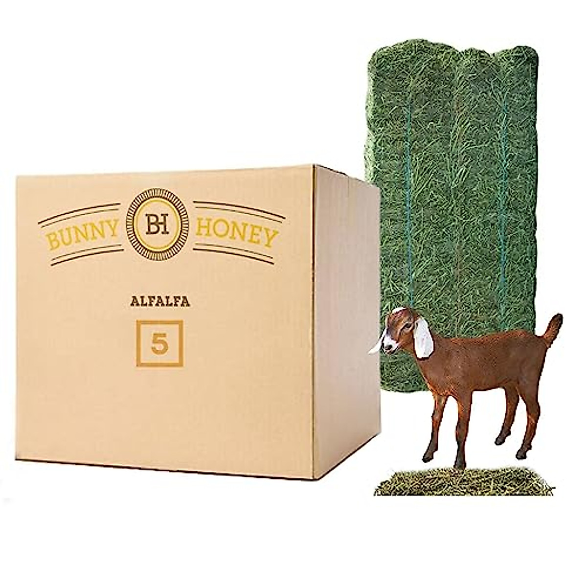 Bunny Honey Bulk Fresh Alfalfa Hay 80oz USDA Organic Alfalfa Hay for Goats - Best Cut & Delivered Fresh - Promotes Healthy Digestive Function - 5 Pound
