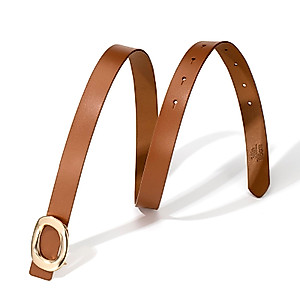 YooAi Womens Belt Leather Skinny Thin Waist Belt with Gold Oval Buckle for Dress Pants Black+Brown 95