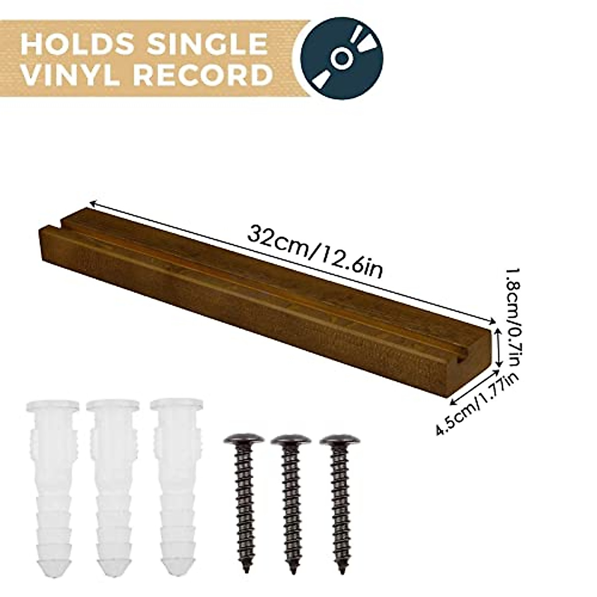 Record Wall Mount - Solid Wood Elegant Display Record Shelf Holder - Solid Wood Floating Album Shelf Storage Match for Office Home Decor Yuans