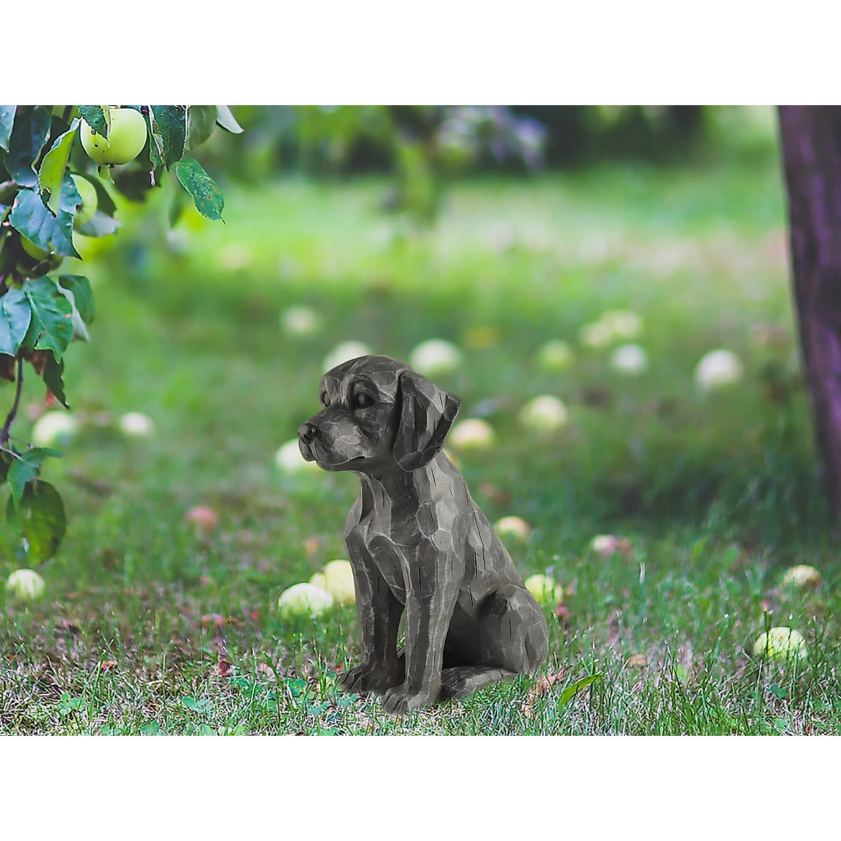 DurableDelights Clever Resin Dog Figurine for Garden Gray Retriever Statue Extraordinarily Life-Like Labrador Dog Statue Home Decor Amazing Likeness Hand Painted Resin 11 inch