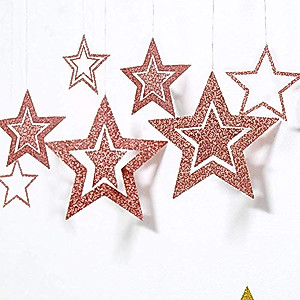 Decor365 Glitter Rose Gold Star Garland Twinkle Little Star Party Decoration Hanging Decor backdrop Banner Streamer for Birthday/Bday/Baby Shower/Bachelorette/Wedding/Christmas/Engagement/Graduation