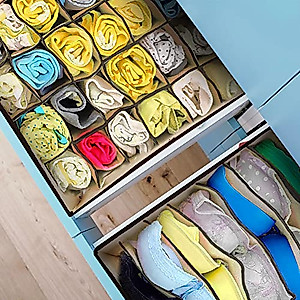 5pcs Underwear Drawer Organizers Divider Foldable Cabinet Closet Hanging Bag, Wardrobe Storage Box for Clothes, Socks, Ties, Belts(Beige)