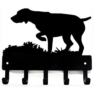 The Metal Peddler GSP on Point - German Shorthaired Pointer Dog - Key Holder for Wall - Small 6 inch Wide - Made in USA; Gift for Dog Lovers