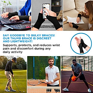 Dropsky Wrist Thumb Support With Gel Pad,Thumb Brace for Arthritis Pain and Support-Thumb Wrist Brace, Arthritis and Carpal Tunnel Pain- Left and Right Hand- Breathable, Lightweight, 4 pack-(Black)