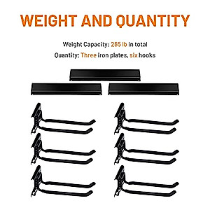 Wallmaster Garage Storage Organization Wall Mount, Garden Tool Rack Organizer Heavy Duty Folding Chair Hangers with 6 Adjustable Hooks 48inch Tracks Max Load 265lb