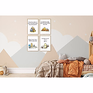 Winnie the Pooh Wall Decor – Unframed Set of 4 Prints, 8x10 Inch, Watercolour Nursery Wall Decor for Boys and Girls, Kids, Baby’s Nursery Decor Playroom Classic Pooh Bear Friends Piglet UNFRAMED