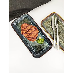 Jinsongdafa Ceramic Dinner Plates Set of 4, Main Dish for Steak, Bread, Risotto, Pasta, Salad, Microwave, Oven and Dishwasher Safe, Scratch Resistant