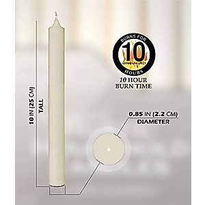 Hyoola 10 Inch Dinner Candles - 12 Pack - Wool White Tall Candles - Unscented Rustic Candles - Long Burning Candle Sticks