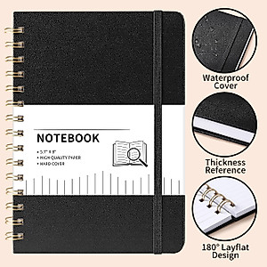 Ymomode Ruled Notebook/Journal - Notebooks with Hardcover and Premium Thick Paper, 8" x 5.7" (exclusive of spirals), College Ruled Spiral Notebook/Journal, Strong Twin-Wire Binding, Back Pocket