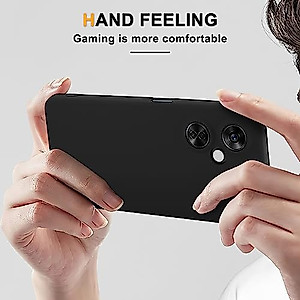 YENAPOON for OnePlus Nord N30 5G Case and 1 Pack Tempered Glass Screen Protector, Slim Liquid Silicone Shockproof Protective Case - Black