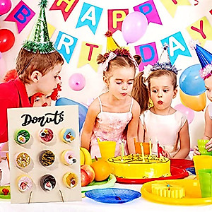 2Pcs Donut Wall Display Stand, Donut Display Board, Wooden Donut Holder Stand Party with 4Pcs Donut Stand Towers for Birthday Party,Wedding Decoration