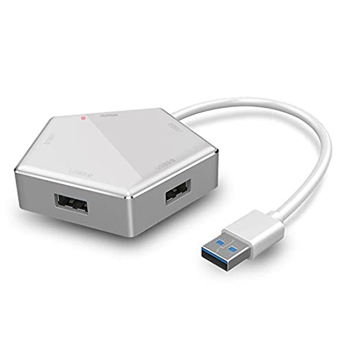 SHYPT USB Hub，Four USB 3.0 Hub with Micro External Power Hole High Speed Four Port Splitter (Color : White)