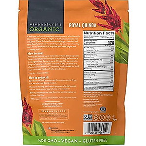 Viva Naturals Organic Quinoa, 4 lb - Plant Based Protein, Fiber and Iron - Pre-Washed Whole Grain Rice and Pasta Substitute for Quinoa Salad - USDA Organic, Gluten Free, Vegan, Non-GMO and Kosher