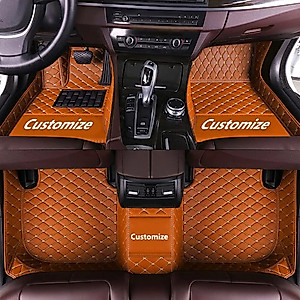 KUANGLEI Custom Car Floor Mats Fit for 99% Sedan SUV Sports Car Protection Full Coverage Pads Anti-Slip Leather Floor Lining Pads All Weather Car Floor Mats (Orange)