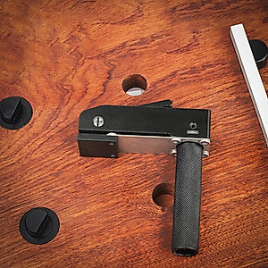 DDWT 2 Pack MFT Style Hold Down Clamp Bench Dog Clamp 3/4 Inch Dog Hole Clamp Woodworking Benchtop Quick Clamps Aluminum Alloy (19mm)