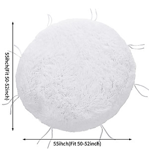 HOMBYS Shaggy Cover for Papasan Cushion, Fluffy Plush Faux Fur Zippered Slipcover Only, Removable and Machine Washable Chair Cushion Covers with 8 Ties (Fit 50-52inch, White)