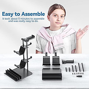 KDD Headphone Stand, Game Controller Holder & Headset Holder for Desk, Earphone Stand with Aluminum Supporting Bar, Universal Storage Organizer Headphones/Controller/Switch/iPad/Mobile Phone