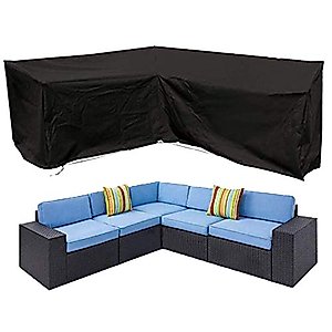 Oslimea Patio V-Shaped Sectional Sofa Cover, Water Resistant Outdoor Sectional Furniture Cover Patio Furniture Cover L-Shaped Garden Couch Protector 85" L (on Each Side) x 34" D x 31.5" H