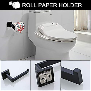 TNOMS 5 Pieces Bathroom Hardware Accessories Set Black Towel Bar Set Wall Mounted,Stainless Steel,23.6-Inch.