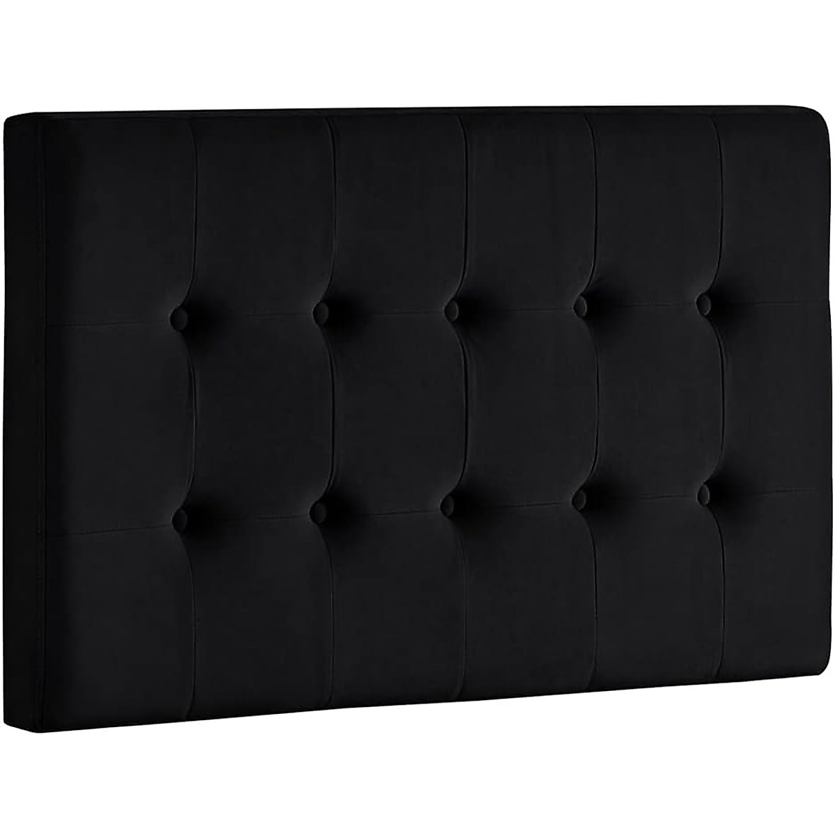 24KF Black Wall Mounted Tufted Button Twin Headboard,Soft Comfortable Velvet Padded Twin Size Headboard -6035-T-Black