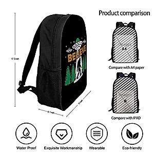HUIANBPO Bigfoot Believe with UFO and Aliens Art Backpack,Lightweight School College Bookbag Casual Student Travel Laptop Daypack - 17inch