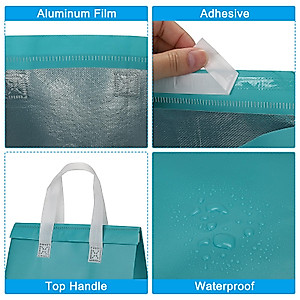 PATIKIL Insulated Take Away Bags, 35 Pcs Insulation Cooler Bag Grocery Thermal Bags 9.4 x 5.9 x 10.2 Inch for Hot Cold Frozen Food Delivery, Blue