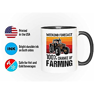 Bubble Hugs Farmer Birthday Two Tone Black Edition Coffee Mug 11oz - Forecast Farming - Dry Farming Farm ranch Market Garden Agricultural Seed Drill Acre Hay Tractor Farmer Crops