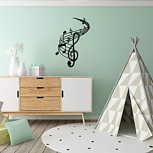 DNVEN Black Music Decals Musical Notes Treble Stave Wall Stickers Peel and Stick for Kids Rooms Girls Rooms Nursery 16 inches x 22 inches