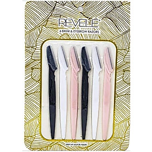 REVELÉ 6 Pack Eyebrow Razor Trimmer [Extra Precision] Disposable Facial Hair Remover, Derma-planing Shaving Tool - Facial Shave for Men & Women
