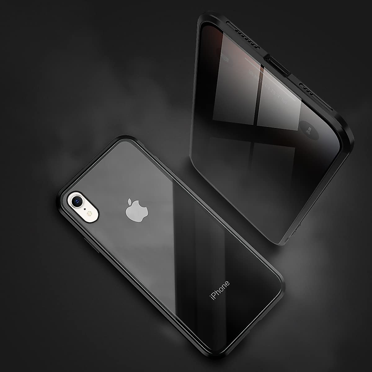 Anti-peep Magnetic Case for iPhone XR,Anti Peeping Magnetic Adsorption Double-Sided Privacy Screen Protector Clear Back Metal Bumper Antipeep Anti-Spy Phone Cases Cover for iPhone XR-Black