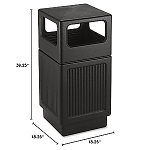 Safco Products Canmeleon Outdoor/Indoor Recessed Panel Trash Can 9476BL, Black, Decorative Fluted Panels, 38-Gallon Capacity