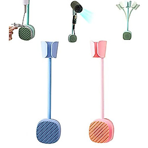 Lazy Hair Dryer Stand Wall Mount, Hand-Free Universal Hair Dryer Holder Free-Punching Holder, Adjustable Hair Dryer Holder Stand for Coil Storage and No-Trace Install (2 PCS /Pink+Blue)
