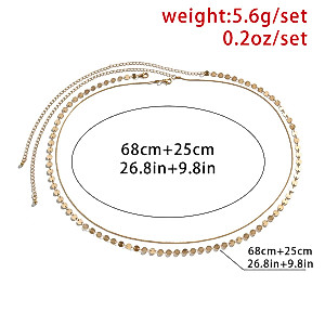 Rumtock Double Layer Gold Sequins Beads Rope Chain Body Chain Waist Chain Belly Belt for Women Girls Summer Beach Fashion Jewelry