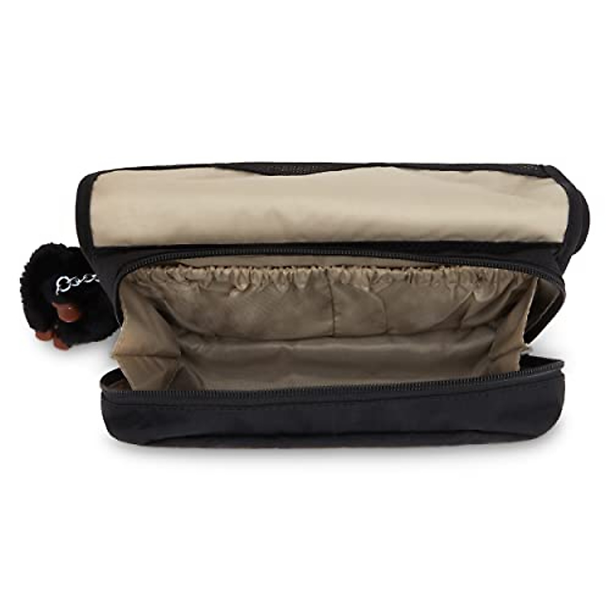 Kipling Womens Women's Meadow Metallic Toiletry Bag, Organize Accessories, Clip Closure, Nylon Hanging Hook Pouch, Black Tonal, 9.5 L x 8.5 H 3.13 D US