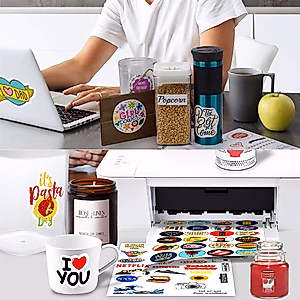 Premium Printable Vinyl Sticker Paper 8.5"x11" for Inkjet Printer - 30 Sheets Matte White Waterproof,Self-Adhesive, Dries Quickly Vivid Colors, Holds Ink Well- Tear Resistant - Inkjet & Laser Printer