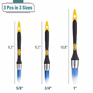 Bates- Trim Brush Set, 5/8”, 3/4” and 1”, Trim Paint Brush, Small Paint Brush, Trim Brushes for Painting, Small Brushes for Painting, Paint Brush for Trim, Paint Brushes for Walls