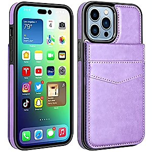 LakiBeibi Phone Case for iPhone 14 Pro Max Dual Layer Premium Leather Case for iPhone 14 Pro Max Wallet Case with Card Holders Flip Case Protective Case for iPhone 14 Pro Max 6.7 Inches,Purple