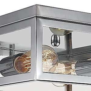 Globe Electric 65747 Memphis Light Flush Mount, Chrome with Clead Glass Panes, 5.12"