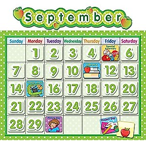 Teacher Created Resources TCR4188 Polka Dot School Calendar Bulletin Board Set, Paper, Multi