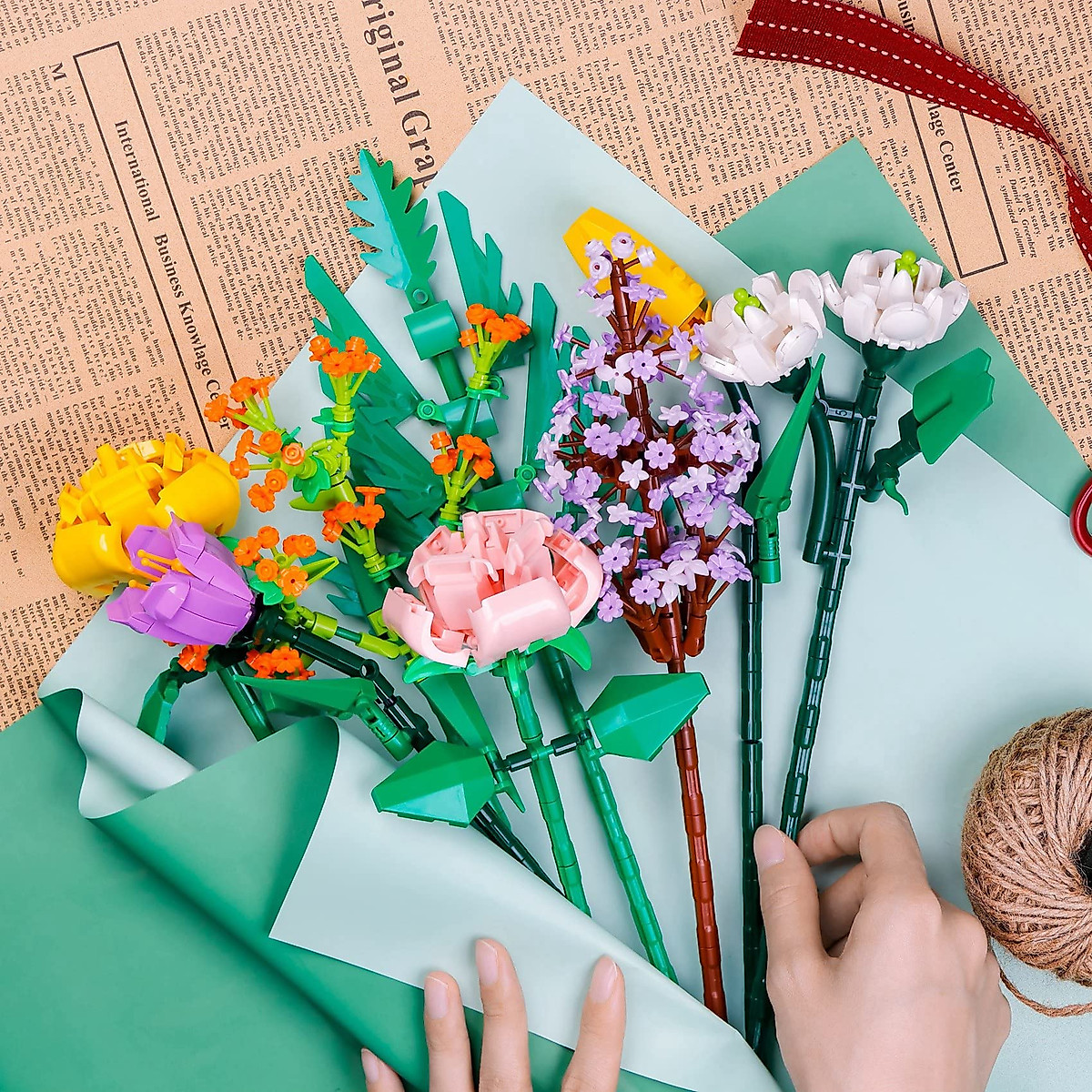 PREBOX Flower Bouquet Building Toy Sets for Girls and Adults - Best Birthday Gifts for Girl, Her, 6-8 10-12 14+ Year Old, Flowers Craft Build Blocks Kit 832 pcs