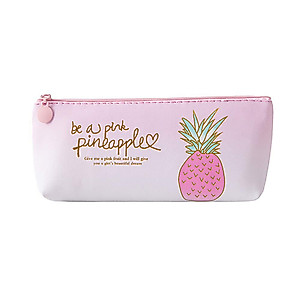 IEasⓄn Office & Stationery, Pink Pineapple Cartoon Pattern Pencil Case Cosmetic Bag Makeup Pouch Pencils Box IE-NN2304 (Pink -B)
