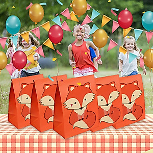 YYMYMGJ 24 Pack Fox Party Favor Bags Woodland Goodie Gift Bags for Fox Woodland Birthday Party Decoration supplies Baby Shower