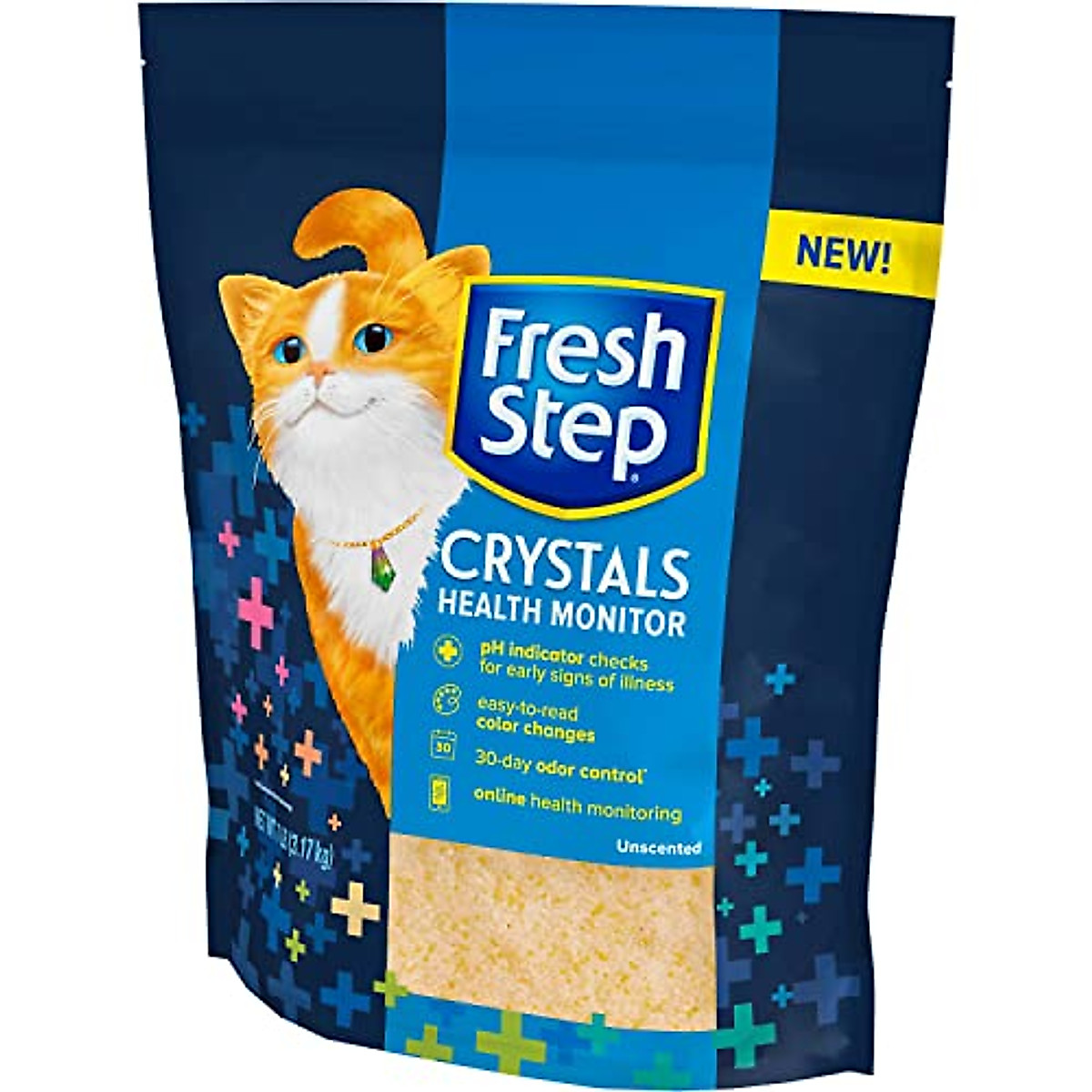 Fresh Step Crystals Health Monitoring Cat Litter, Color-Changing Litter Helps Detect Irregularities in Cat Urine, Controls Odor for 30 Days, 7 lb. Bag