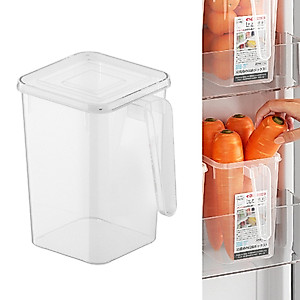 Cyrank 2Pcs Refrigerator Organizer Box, Refrigerator Side Door Storage Box with Lid Fruit Vegetable Containers Clear Plastic Fridge Side Door Storage Box Set for Kitchen
