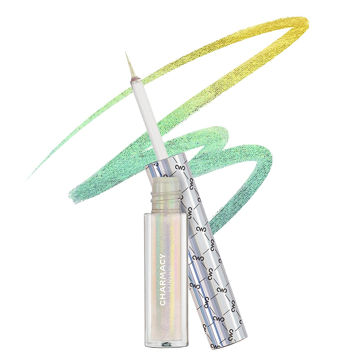 CHARMACY Chameleon Liquid Eyeliner, Intense Shifting Colored Eyeliner, Waterproof Eyeliner Liquid Gold Glitter Eyeliner, High Pigmented, Smudge Proof Formula,Ultra-Fine Tip,PALE YELLOW GOLD 907