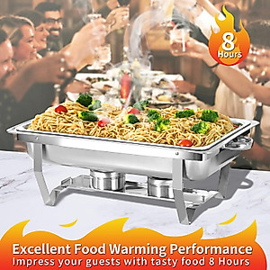 EVGTTI Chafing Dish Buffet Set, 8 Qt Stainless Chafer Full Size Pan, Rectangle Catering Warmer Server w/Lid for Kitchen Party Banquet Dining (2 PACK)