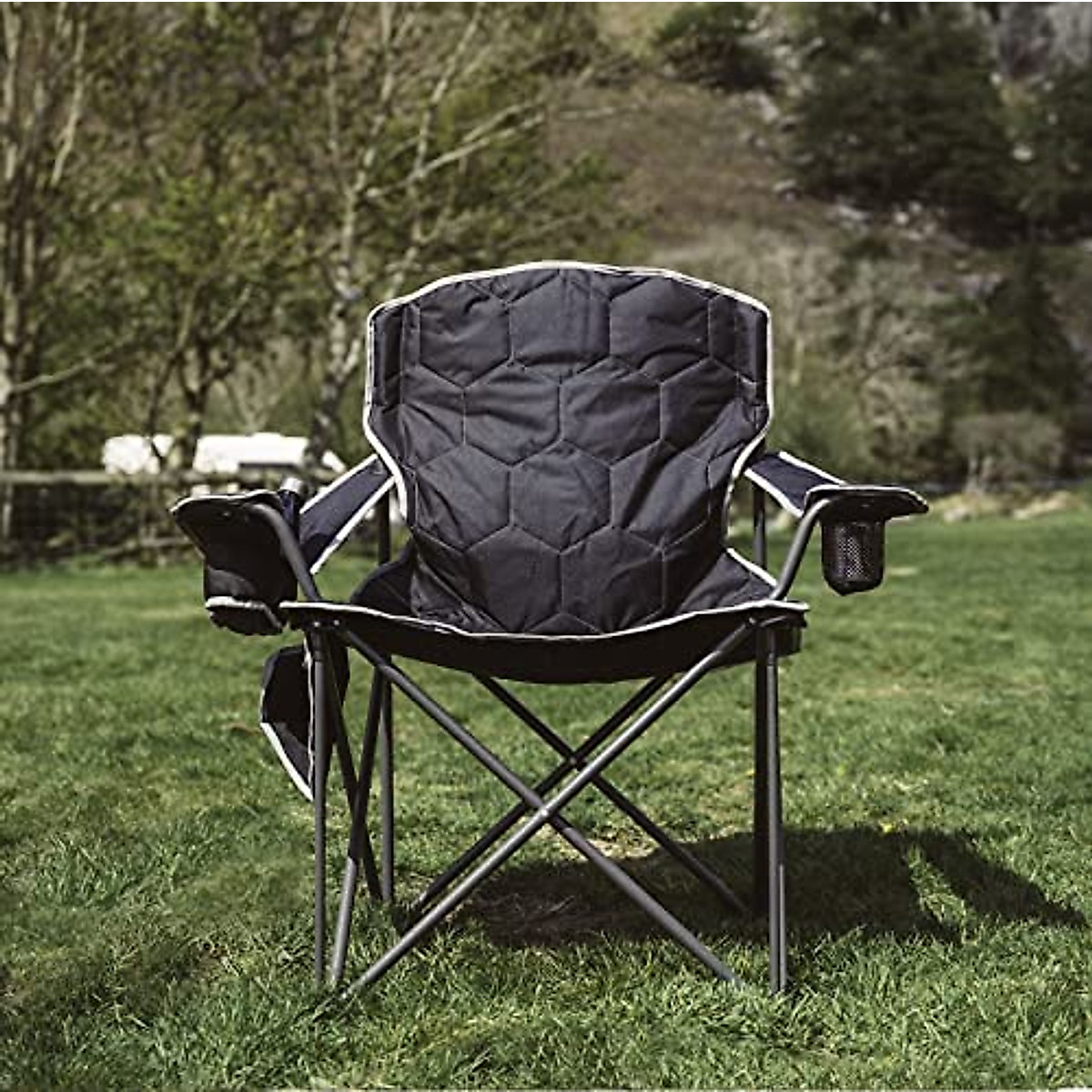 SUNNYFEEL XL Oversized Camping Chair, Folding Camp Chairs for Adults Heavy Duty Big Tall 500 LBS, Padded Portable Quad Arm Lawn Chair with Pocket for Outdoor/Picnic/Beach/Sports