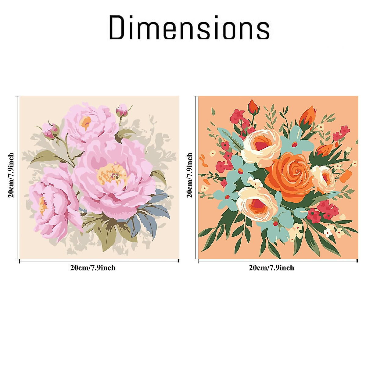 tigdtiu 2Pack Flowers Paint by Numbers Kit for Adults Beginner,Adult Paint by Number Kits On Canvas Framed, DIY Acrylic Painting Kit for Room Decor (8X8 in)